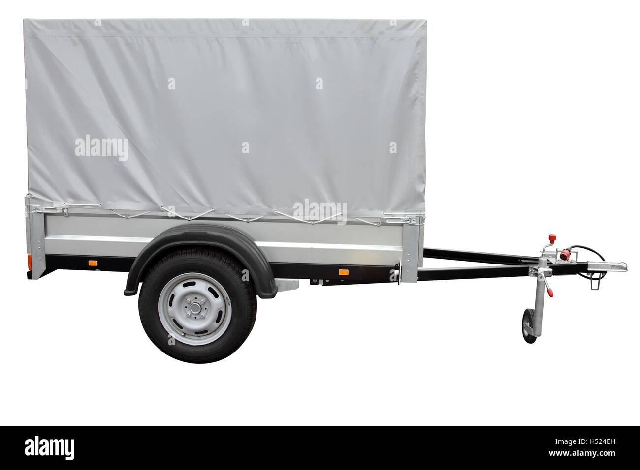 Grey car trailer, isolated on white background Stock Photo - Alamy