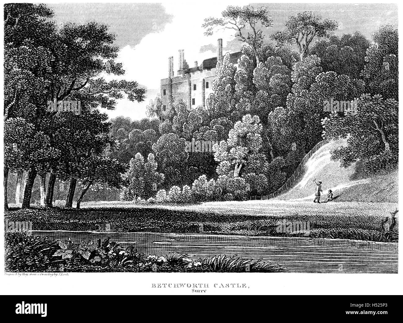Engraving of Betchworth Castle, Surry (Surrey) scanned at high ...