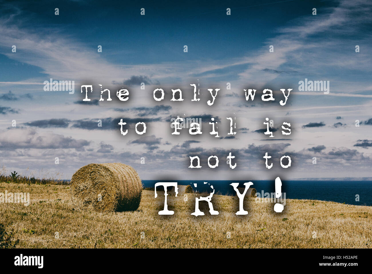 Inspirational motivational quote on a retro style background Stock ...