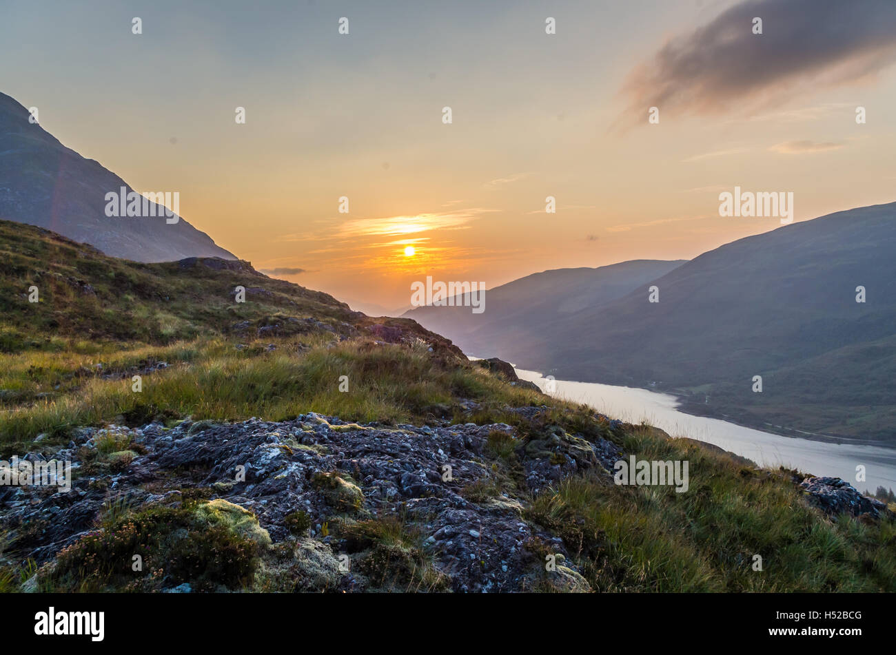 Beautiful sunset at Loch leven in Scotland, Great Brittain, Northern ...