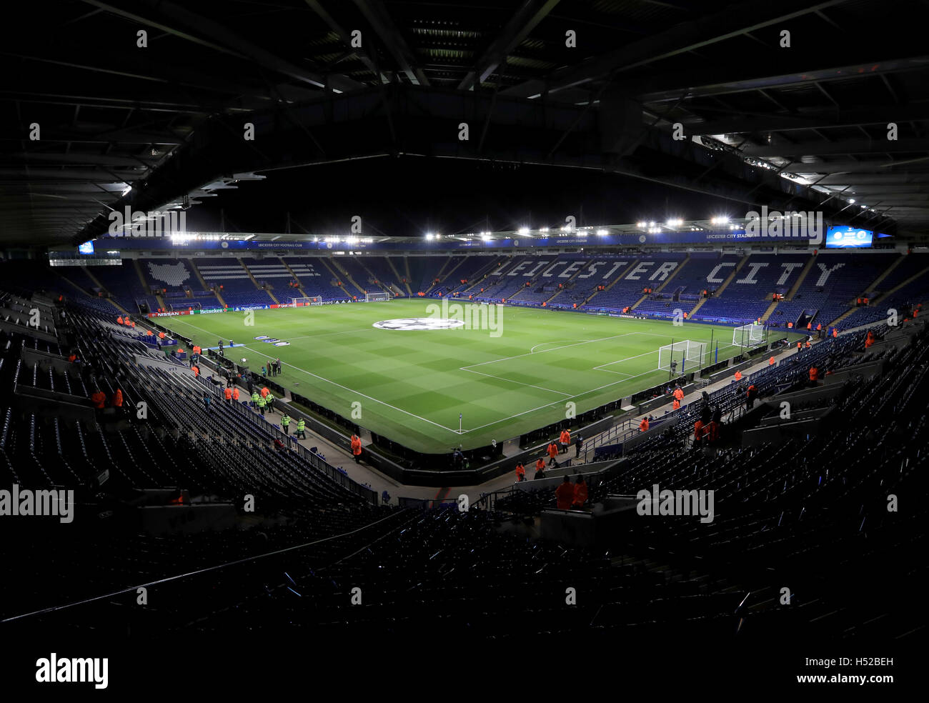 A general view of the King Power Stadium before the UEFA Champions ...
