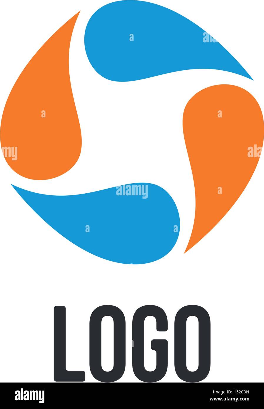 Isolated abstract blue and orange drops circle logo. Liquid circulation ...