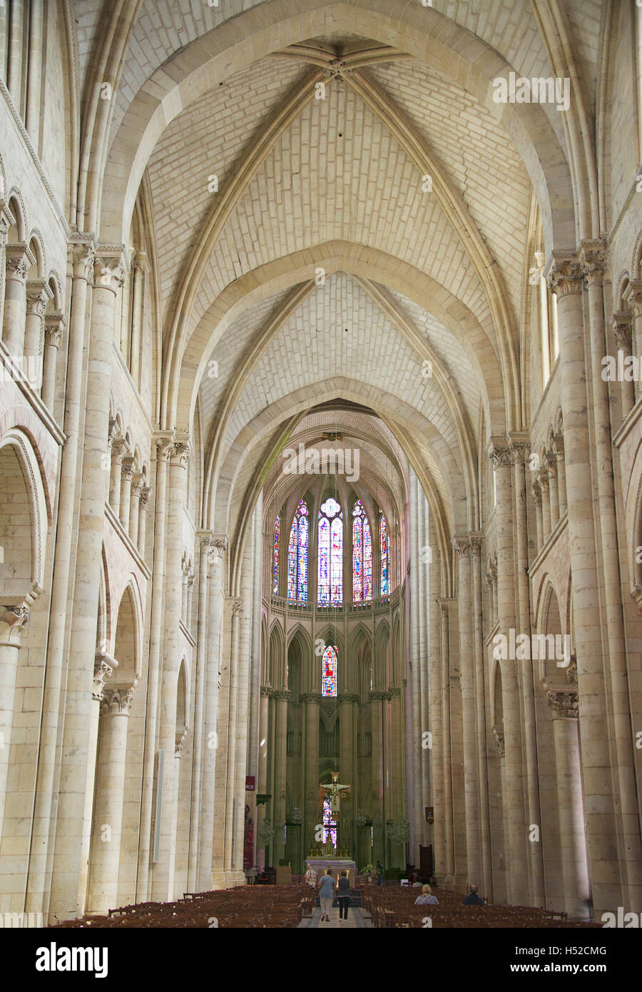 Interior Romanesque nave St Julian Cathedral Le Mans France Stock Photo ...