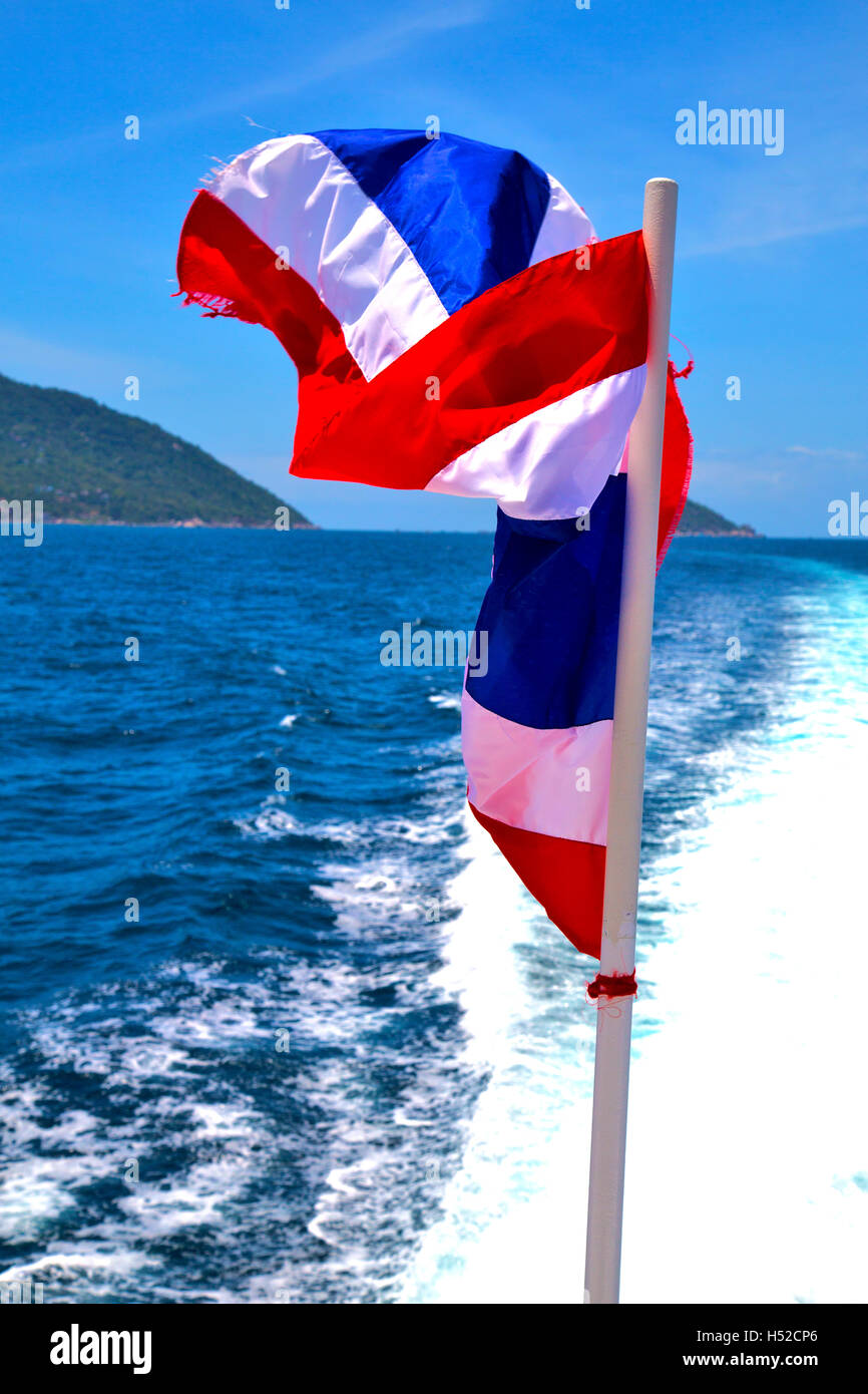 asia kho samu bay isle waving flag in thailand and south china sea ...