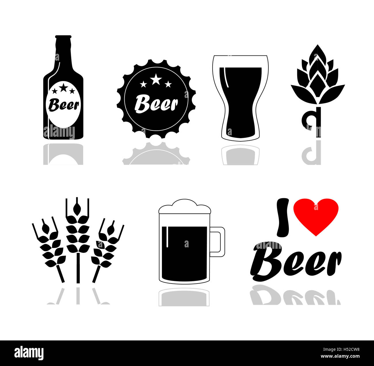 Glass beer set icons hi-res stock photography and images - Alamy