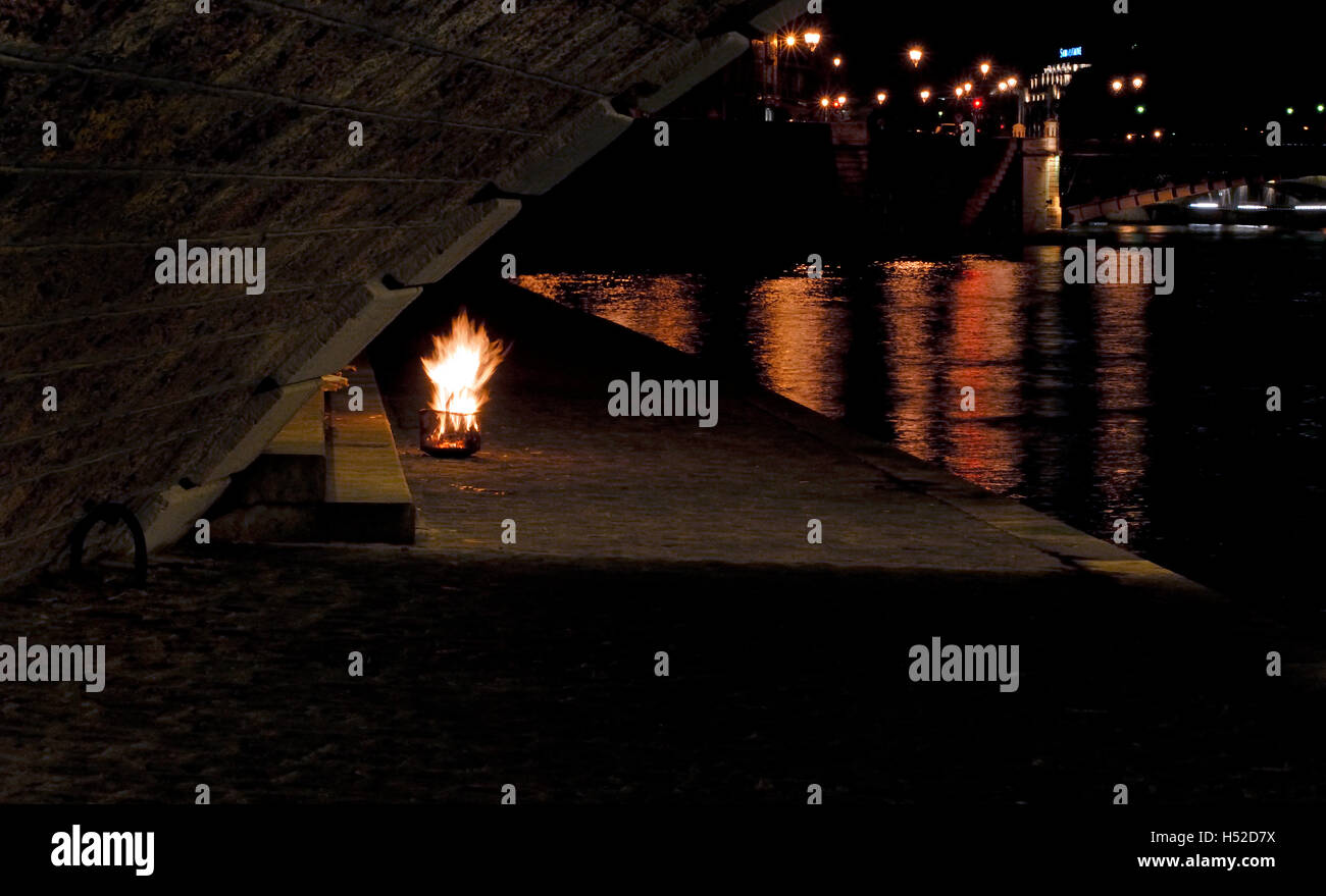 "Fire Under Bridge" Paris Stock Photo - Alamy