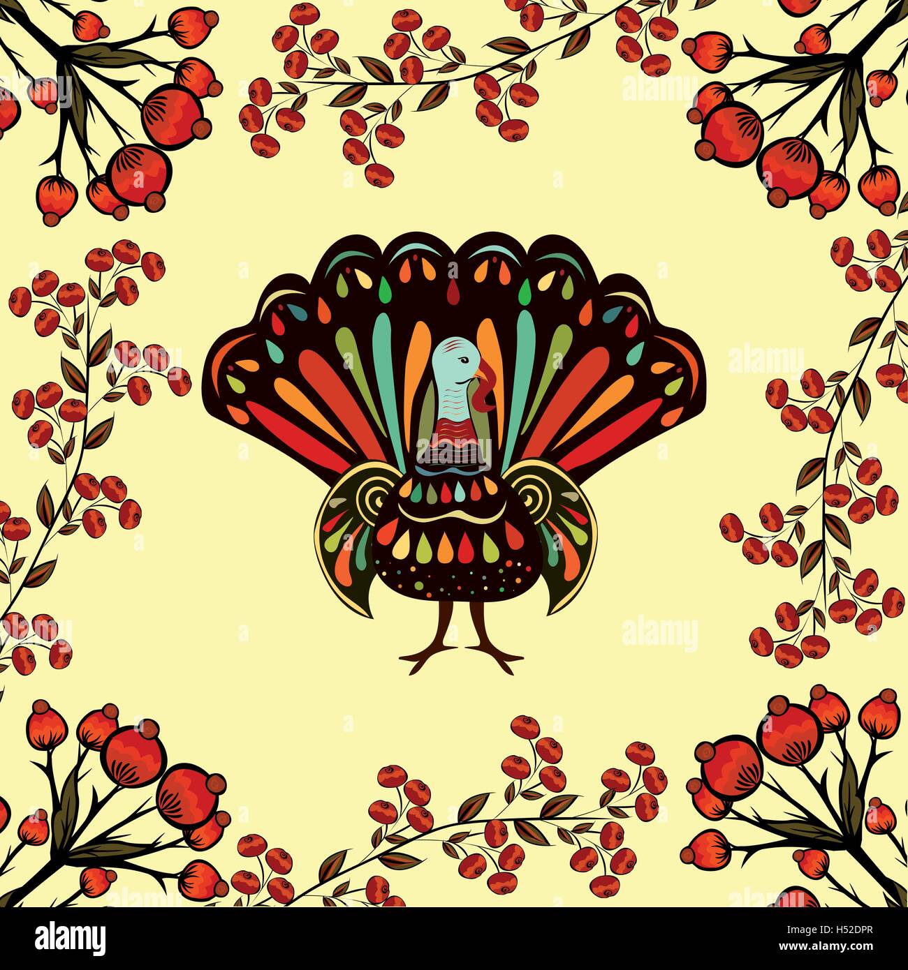 Vector illustration happy Thanksgiving Beautiful colorful ethnic Stock ...
