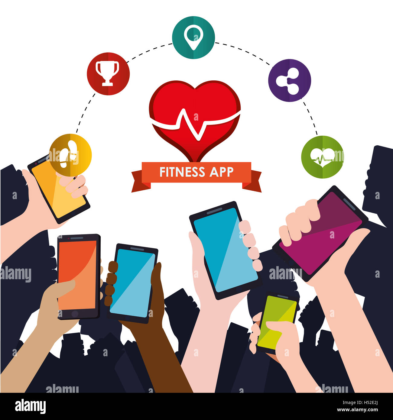 fitness app technology icons vector illustration design Stock Photo - Alamy