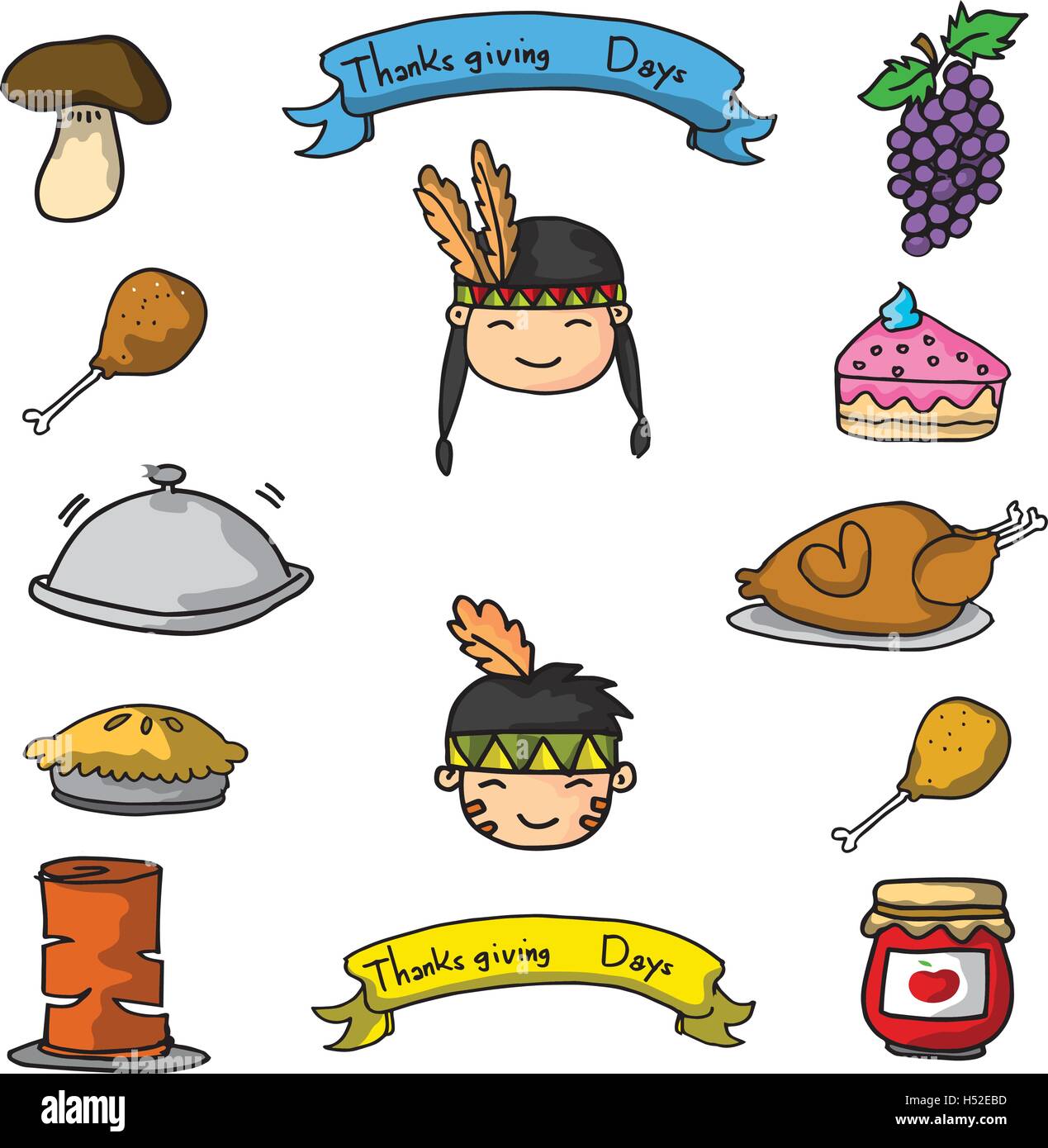 Doodle of thanksgiving set theme Stock Vector Image & Art - Alamy