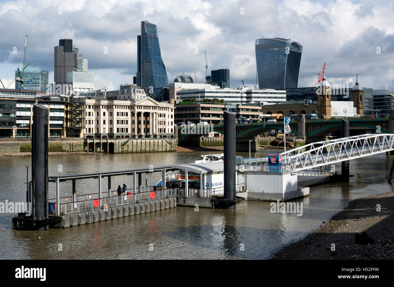 Bankside Pier and view to the City of London, London, UK Stock Photo ...