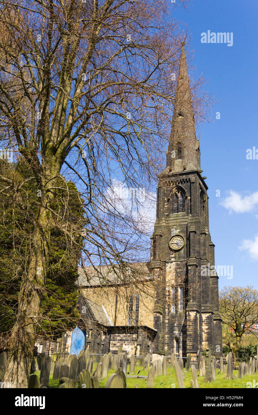 St Peters church in the village of Walsden near the Lancashire ...