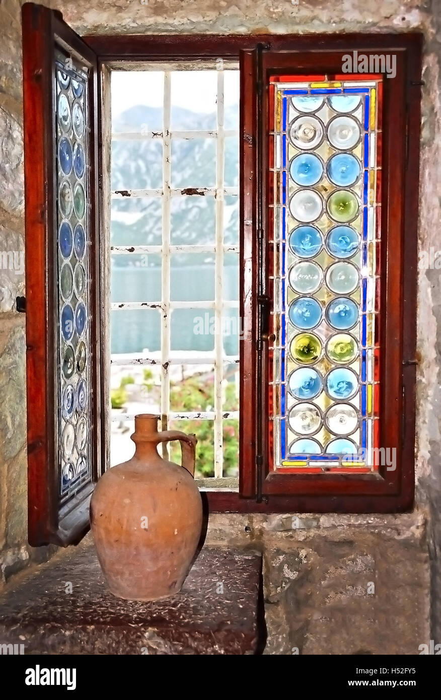 Our lady of the balkans stained glass window hi-res stock photography ...