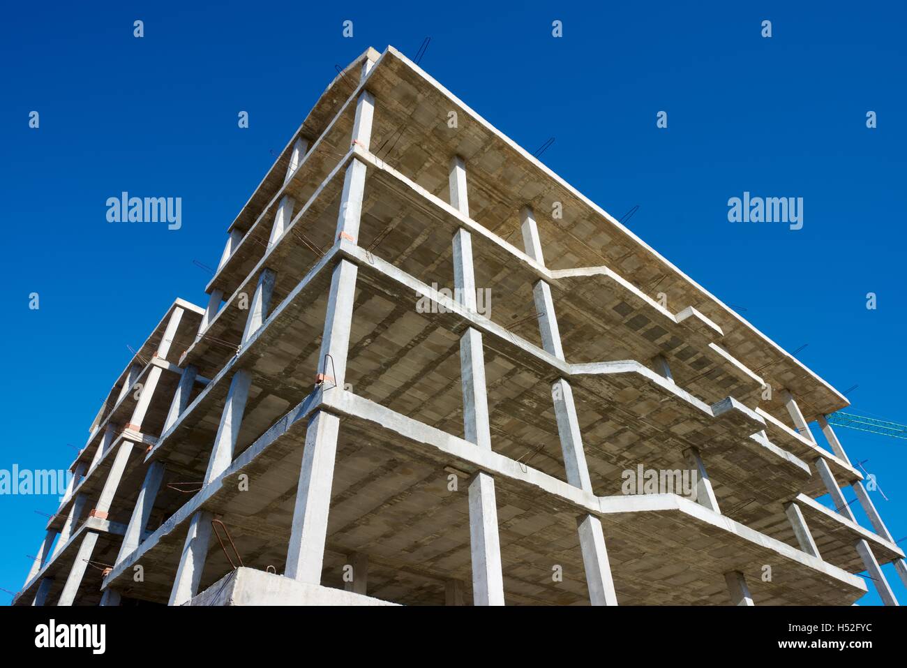 Reinforced concrete slabs of a residential building under construction ...