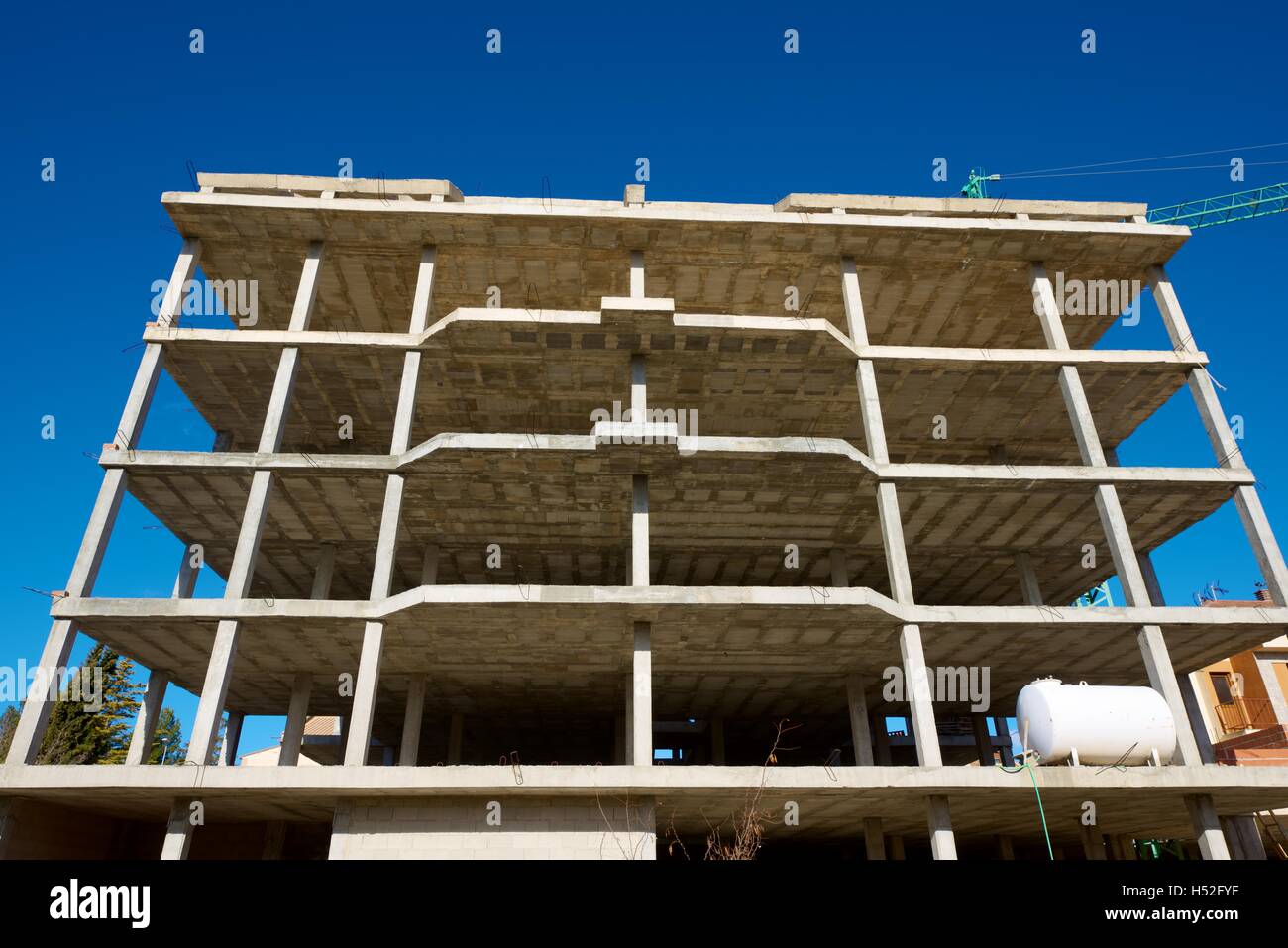 Reinforced concrete slabs of a residential building under construction ...