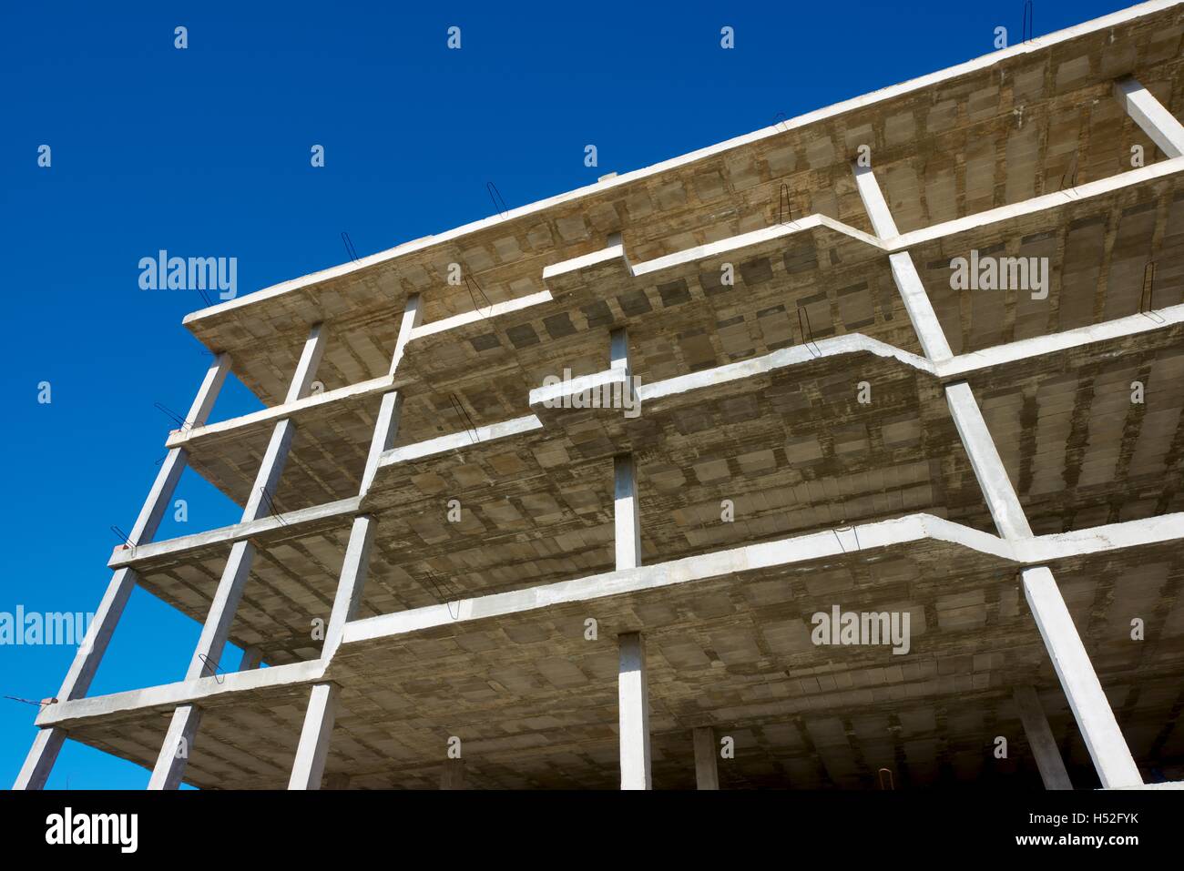 Reinforced concrete slabs of a residential building under construction ...