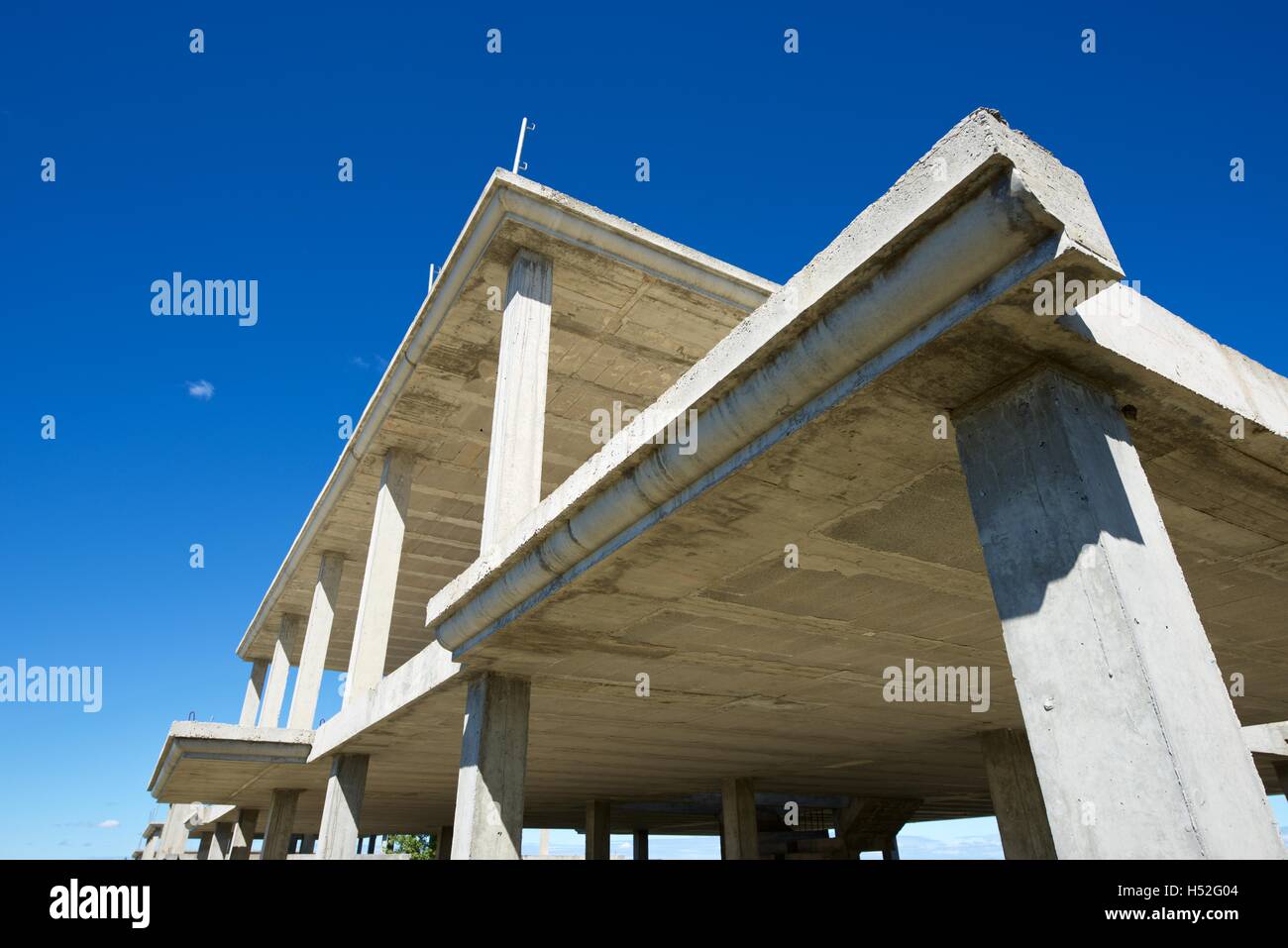 Reinforced concrete slabs of a residential building under construction ...