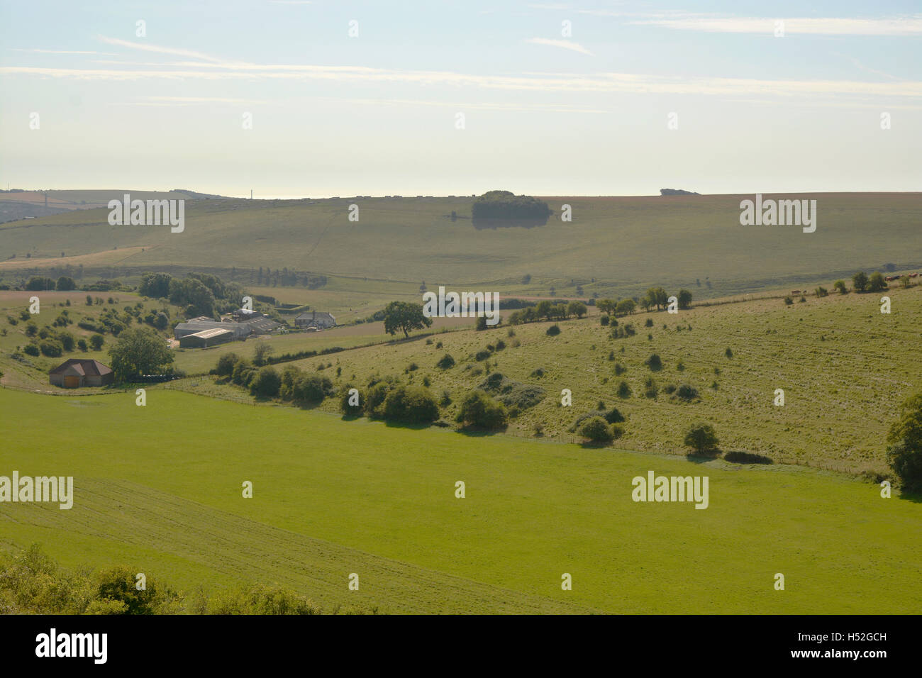 Farm in valley in the countryside on the South Downs near Worthing in ...