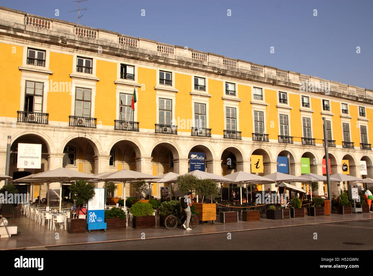 Restaurants at Praca do Comercio Lisbon Portugal Stock Photo - Alamy