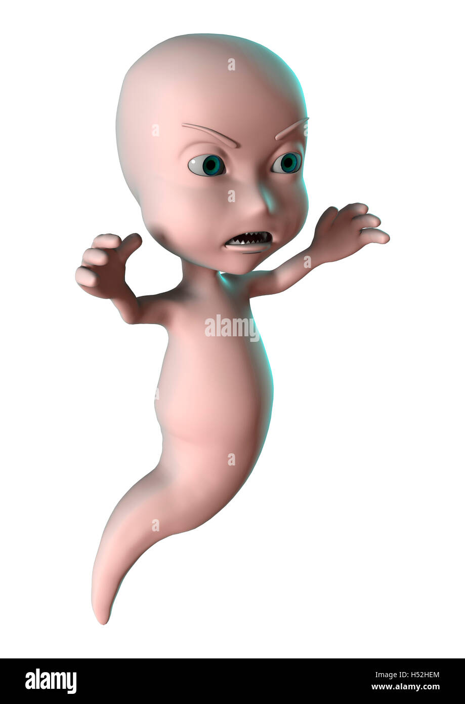 3D rendering of a cartoon ghost isolated on white background Stock ...