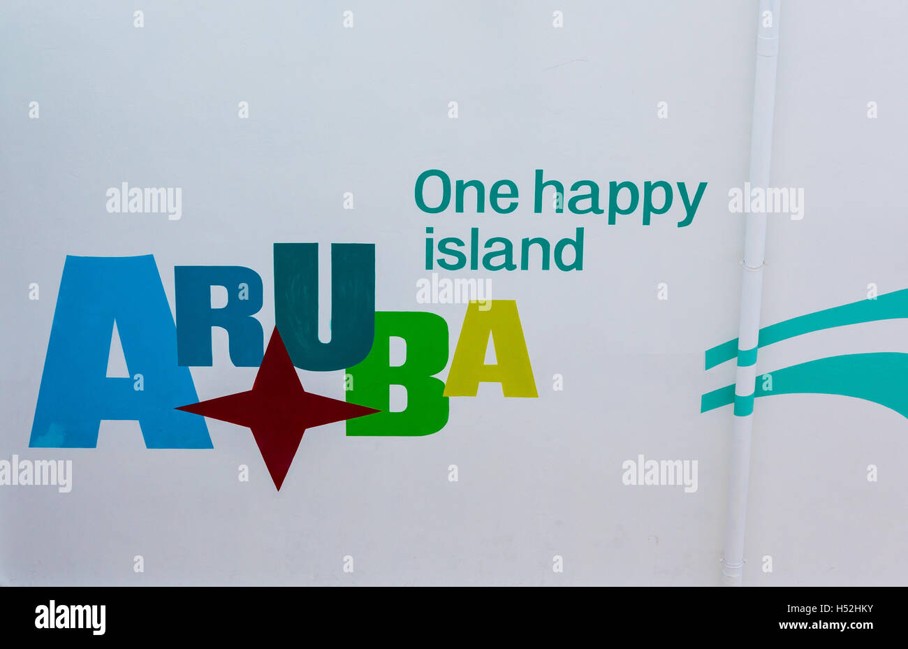 Aruba One Happy Island Sign Stock Photo - Alamy