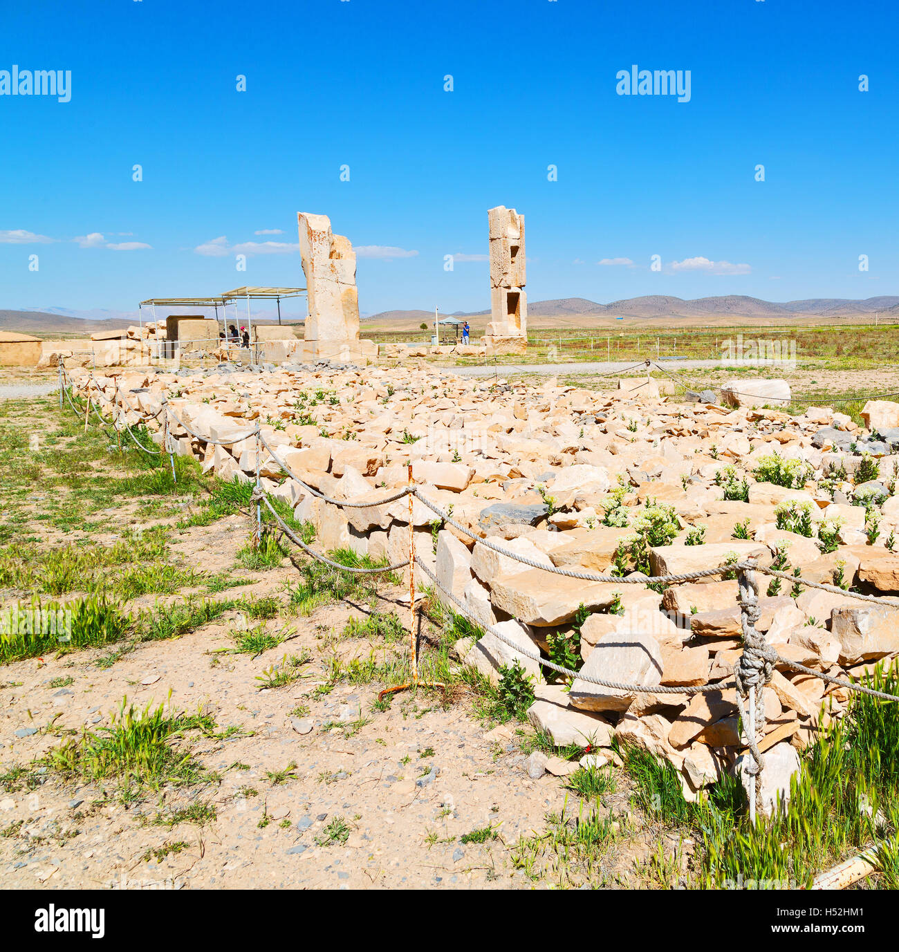 in iran pasargad the old construction temple and grave column Stock ...
