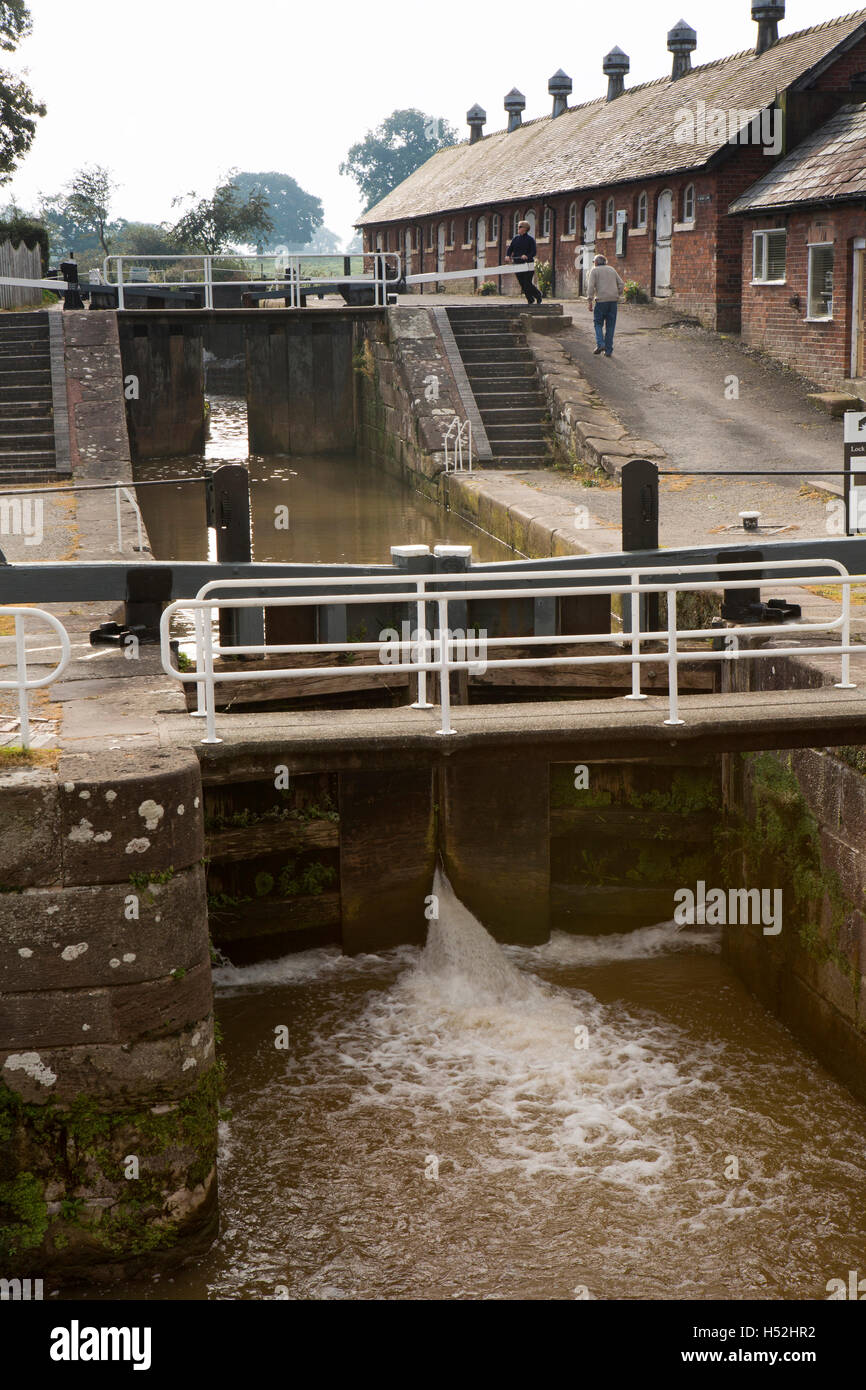 UK, England, Cheshire, Bunbury, ‘staircase’ locks on Shropshire Union ...