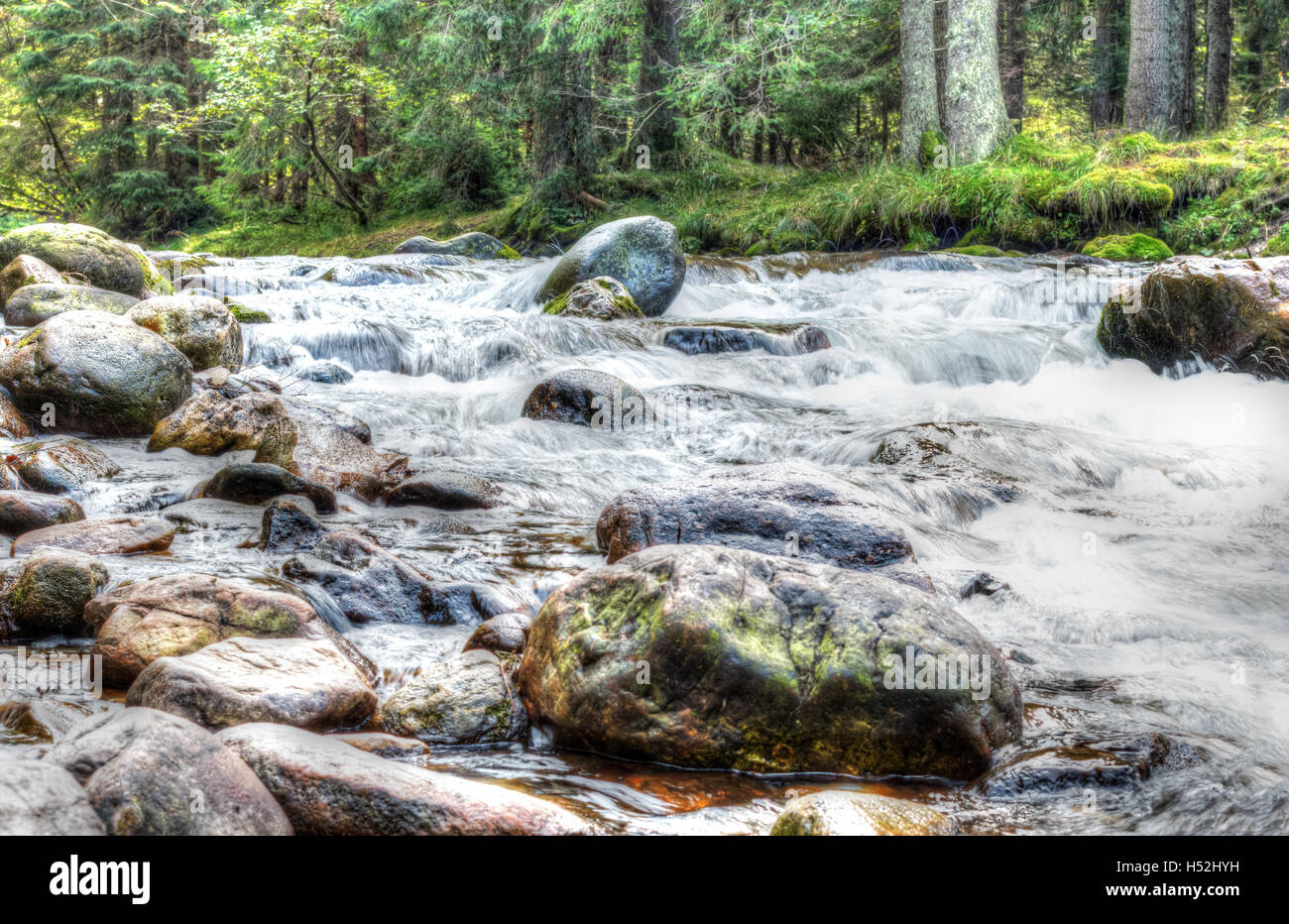 Stream in the mountains, High Dynamic Range, HDR Photo Stock Photo - Alamy