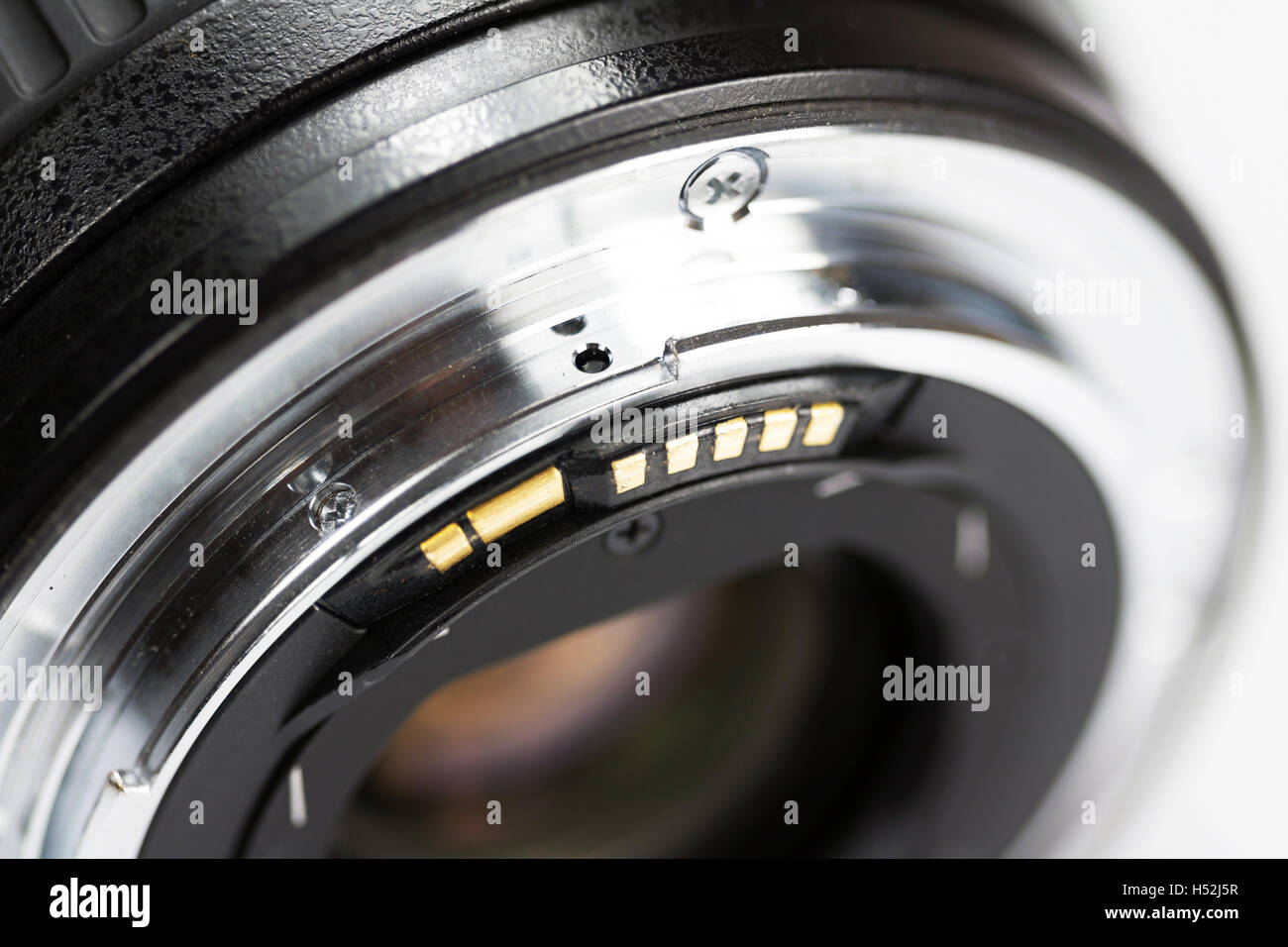 Closeup on interface and back of the photographic lens Stock Photo - Alamy