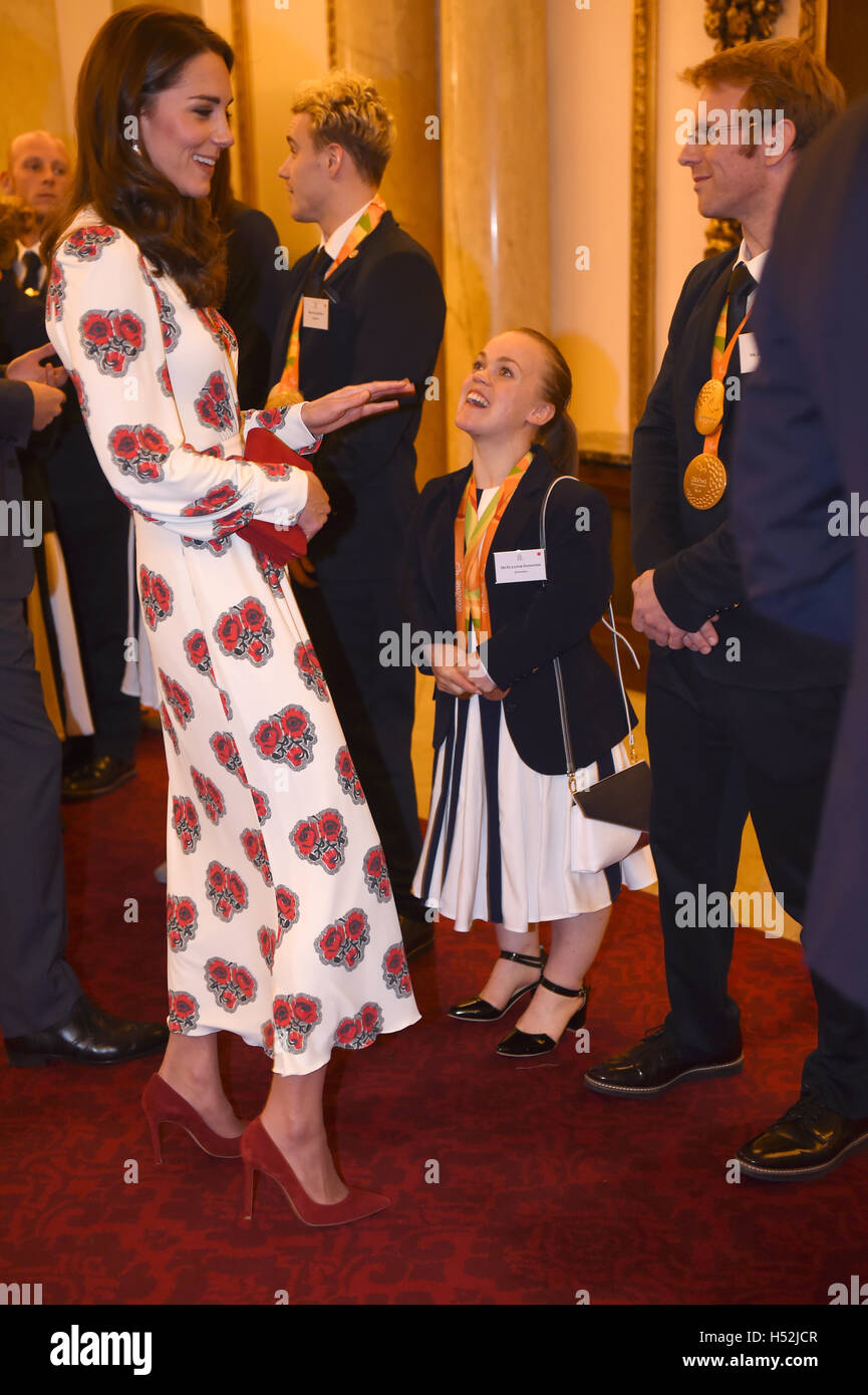 The Duchess of Cambridge meets Ellie Simmonds during a reception for ...
