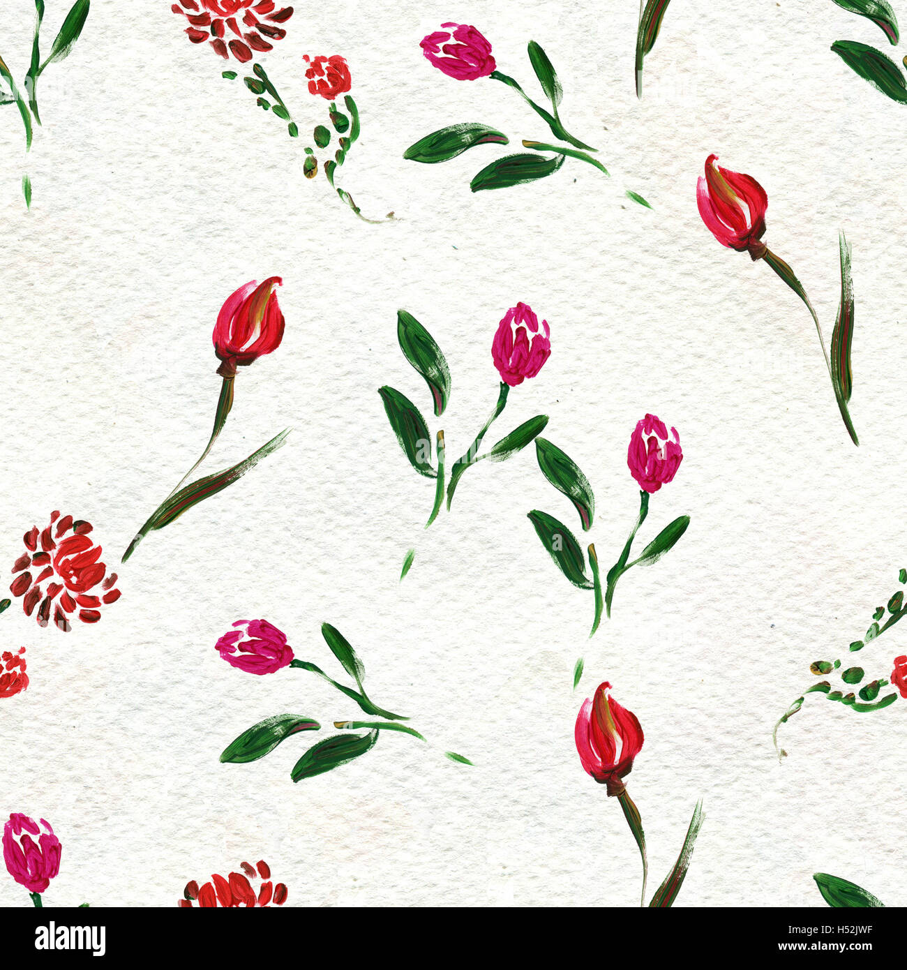 Seamless pattern with red flowers Stock Photo - Alamy
