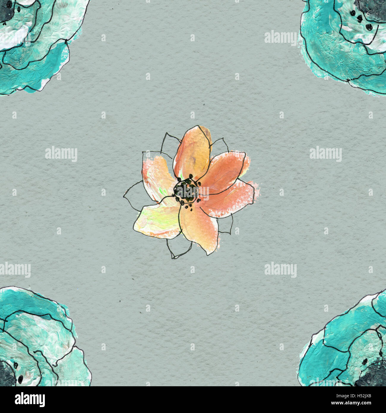 Seamless pattern with colorful flowers Stock Photo - Alamy