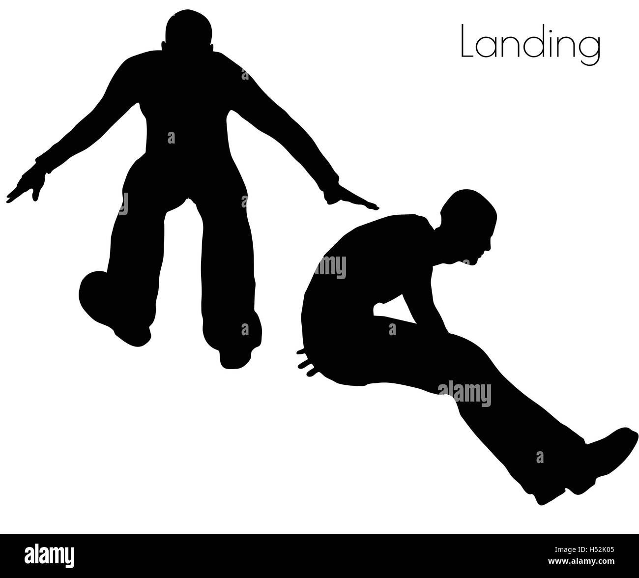 EPS 10 vector illustration of man in Landing Action pose on white ...