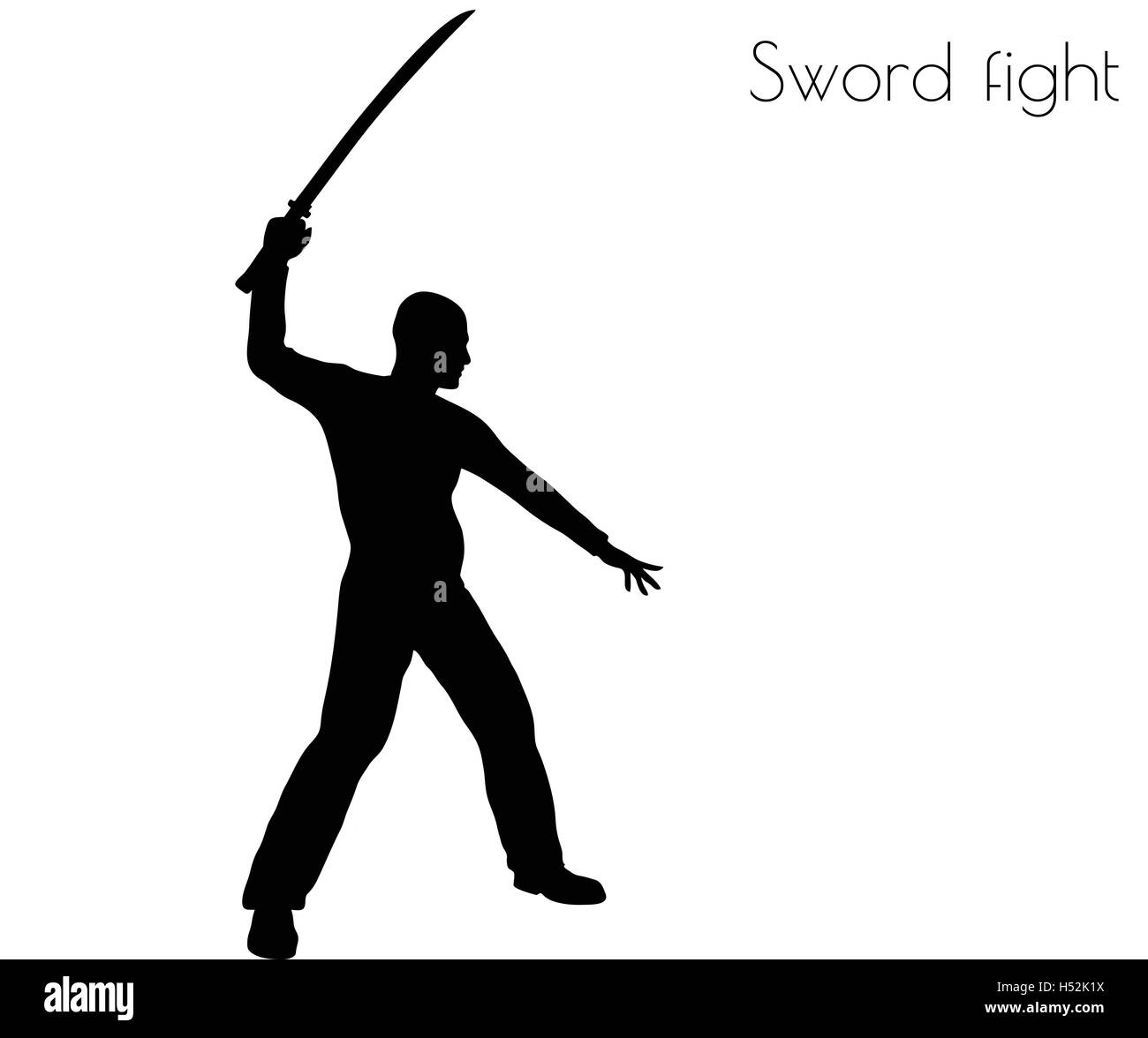 EPS 10 vector illustration of man in swordfight Action pose on white ...