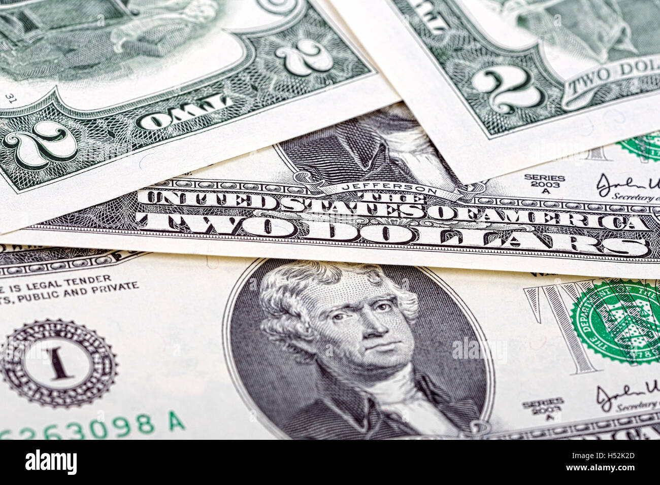 American two dollars, a background Stock Photo - Alamy