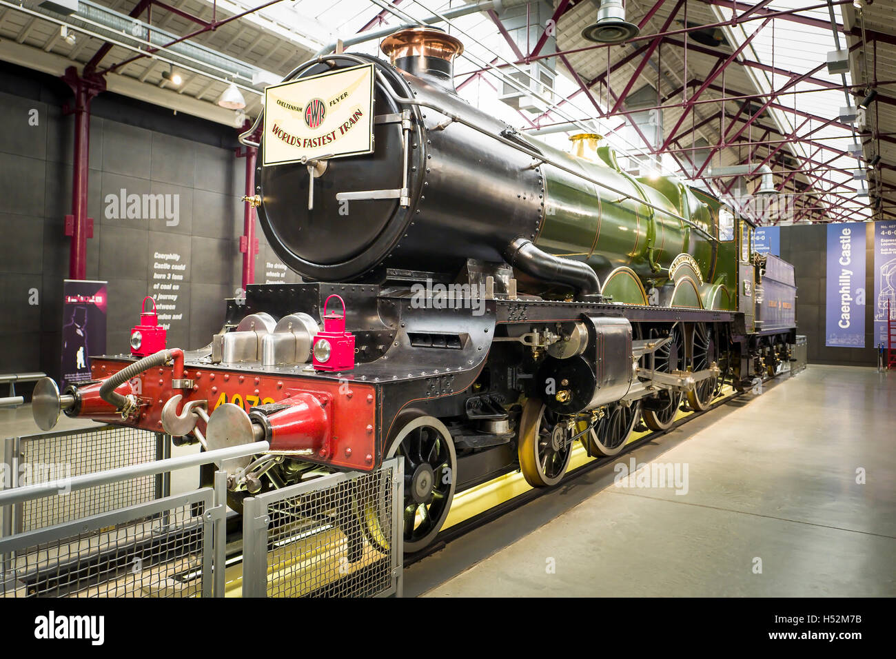 GWR steam locomotive CAERPHILLY CASTLE in STEAM museum in Swindon UK ...