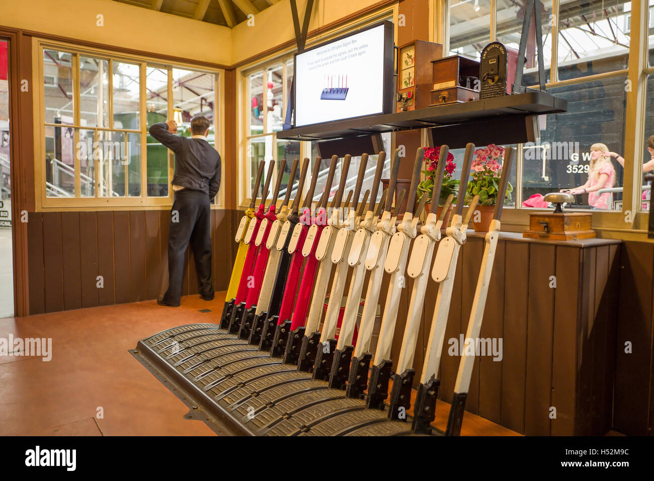 Inside Uffington signal box at STEAM museum Swindon UK Stock Photo - Alamy