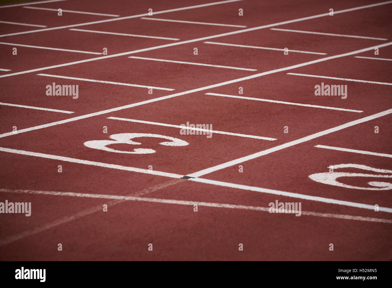 Number three signpost in an athletic running track. Horizontal Stock ...