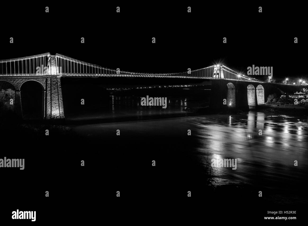 Menai Bridge Crossing from England to Bangor Anglesey Gwynedd Wales, to ...