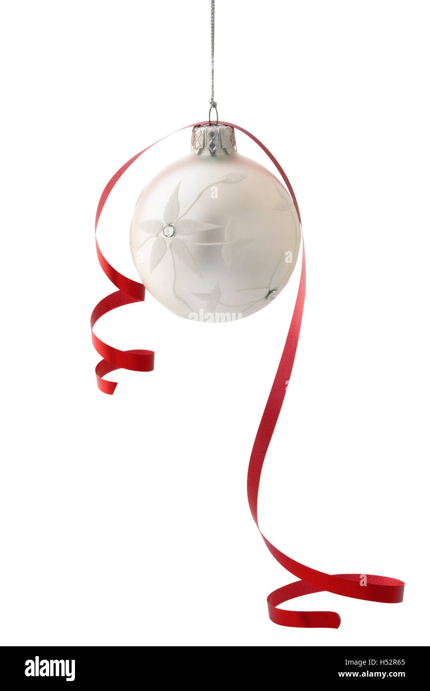 White Ball and red ribbon Stock Photo - Alamy