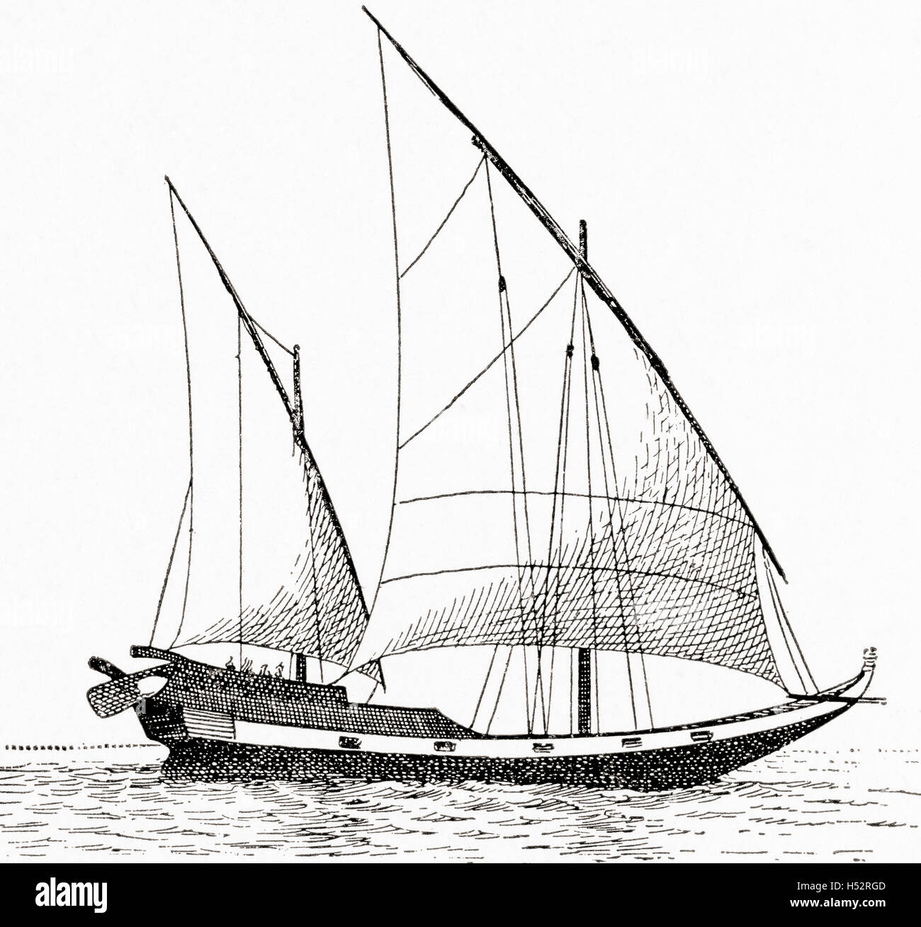 A traditional Arabic sailing vessel called a baghlah, bagala or baggala ...