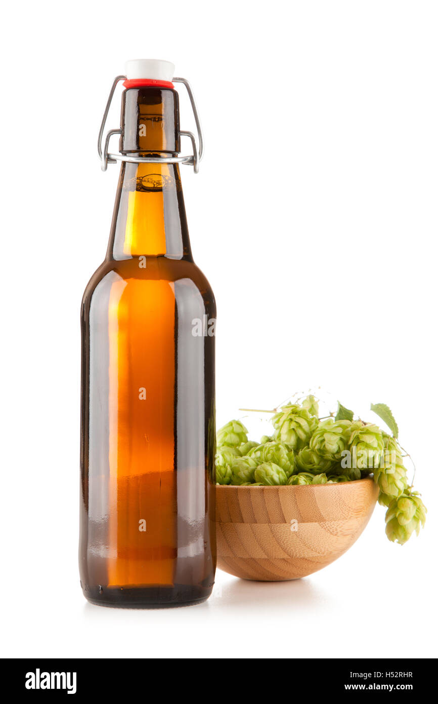 Beer bottle on wooden Cut Out Stock Images & Pictures - Alamy