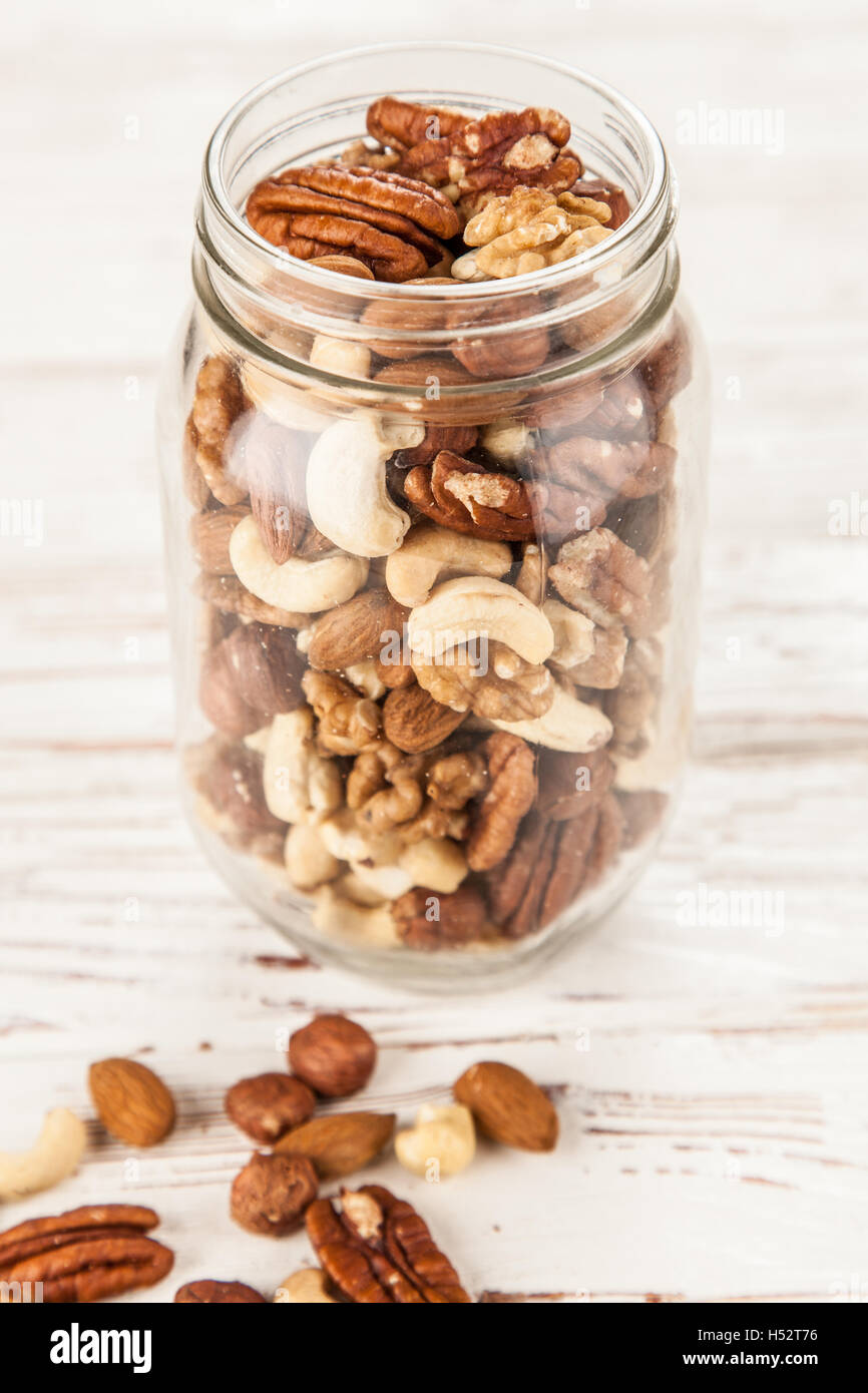 Mix of different nuts closeup photo Stock Photo - Alamy