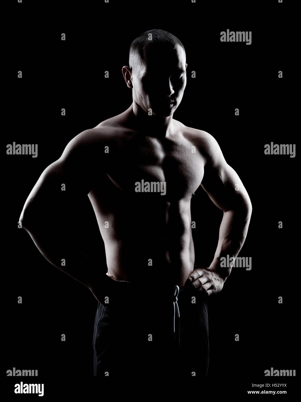Silhouette of a strong man Stock Photo - Alamy