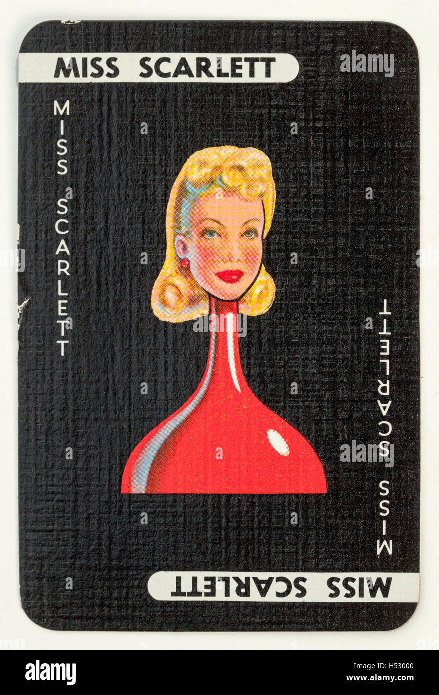 Miss Scarlett Playing Card from a Vintage Game of Cluedo Stock Photo ...