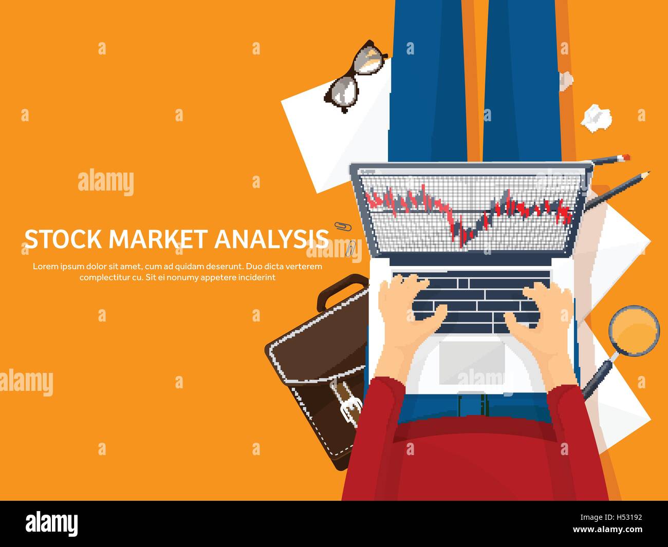 Vector illustration. Flat background. Market trade. Trading platform ...
