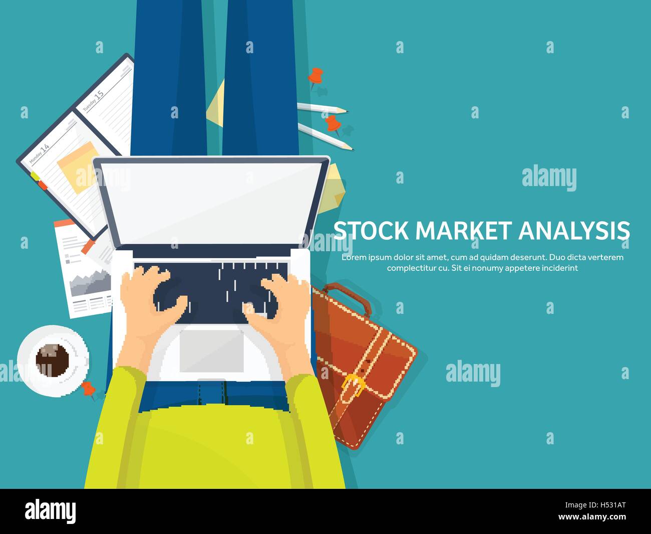 Vector illustration. Flat background. Market trade. Trading platform ...