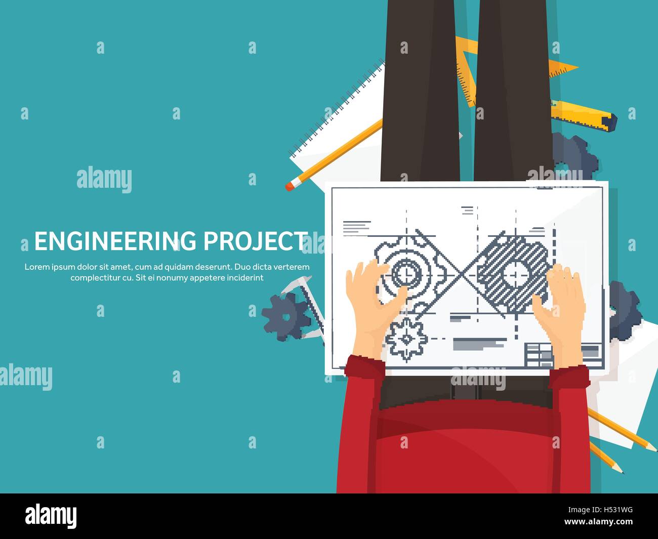Vector illustration. Engineering and architecture. Drawing ...