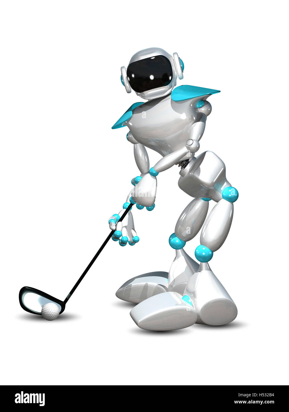 3D Illustration Robot Golfer on a White Background Stock Photo - Alamy