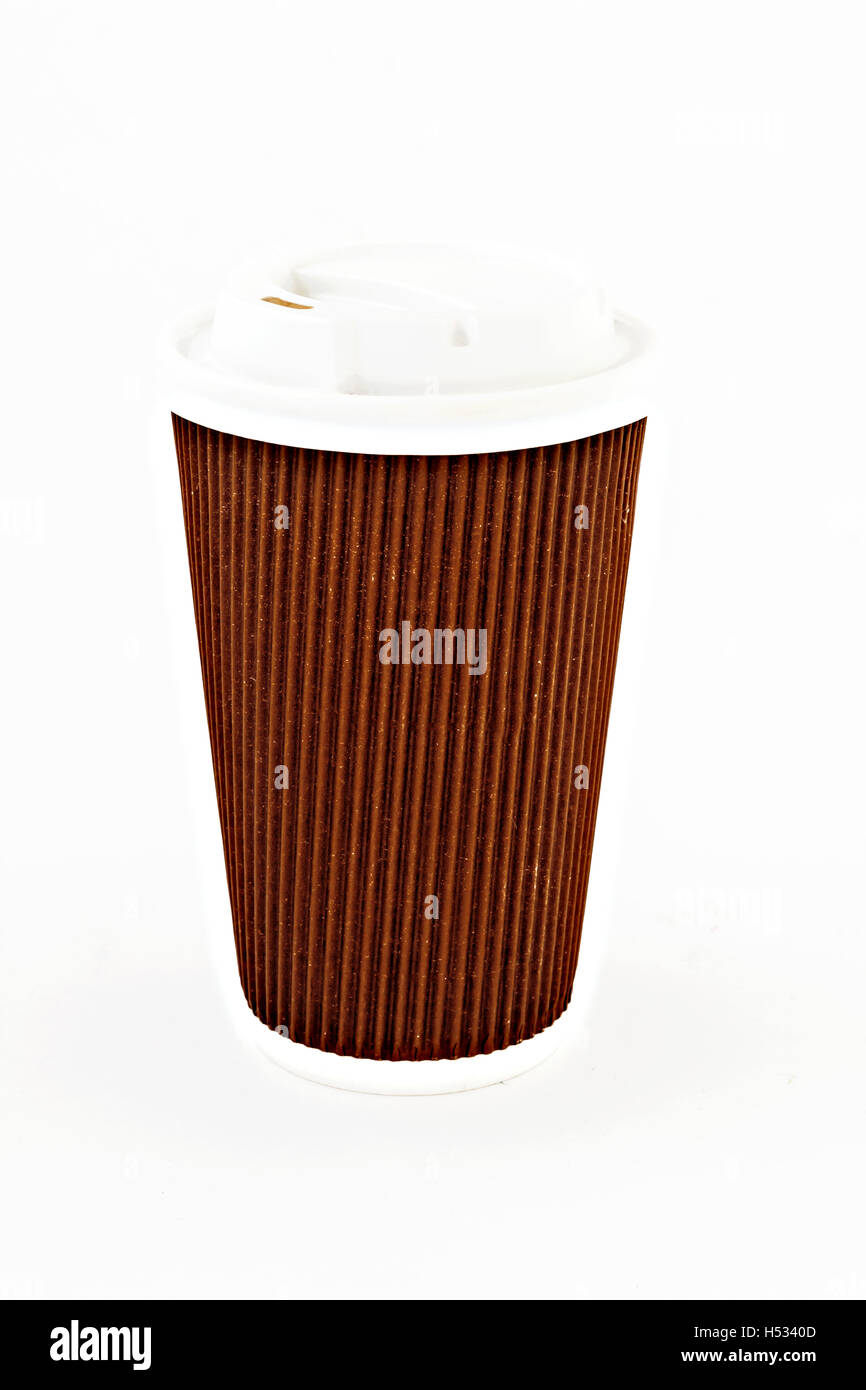 brown cardboard coffee glass with lid isolated Stock Photo - Alamy