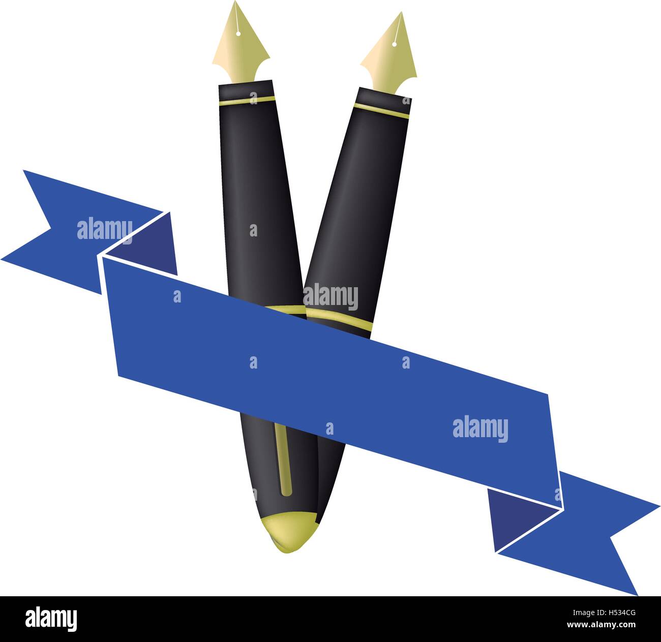 Pair of pens with a ribbon, Vector illustration Stock Vector Image ...